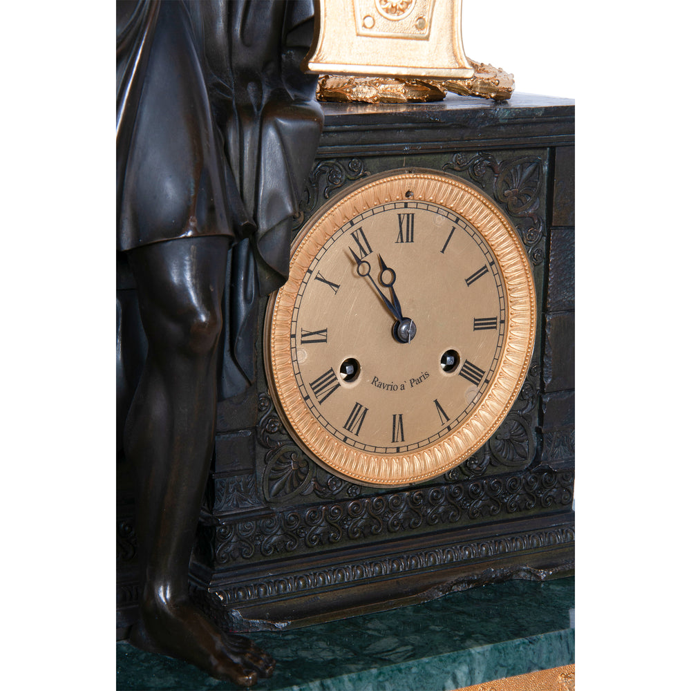 Antique French Empire Gilt Bronze & Marble Statue Clock of Homer by Ra ...