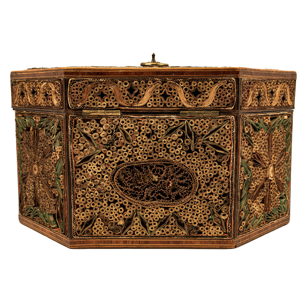 Antique 18th Century Georgian Mahoghany Paper Scroll Work Tea Caddy Bo ...