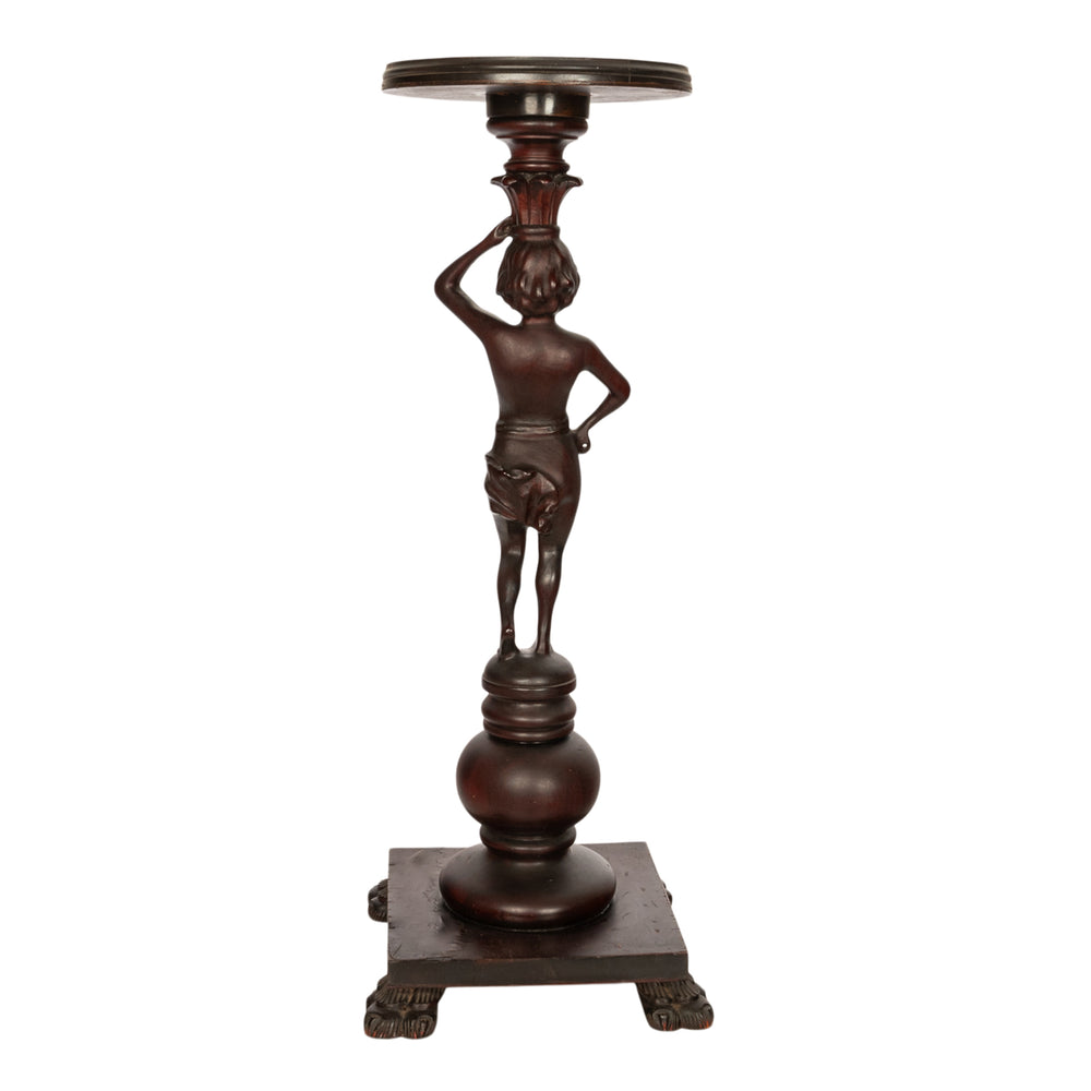 Antique Italian Carved Walnut Statue Pedestal Wine Candle Lamp Stand T ...