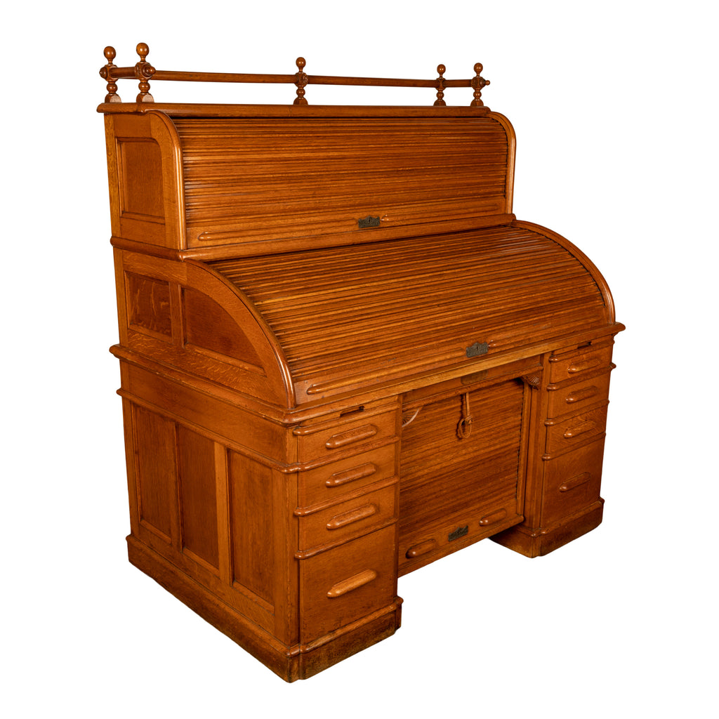 Antique American Indianapolis Oak Wooton Roll Top Tambour Wells Fargo ...