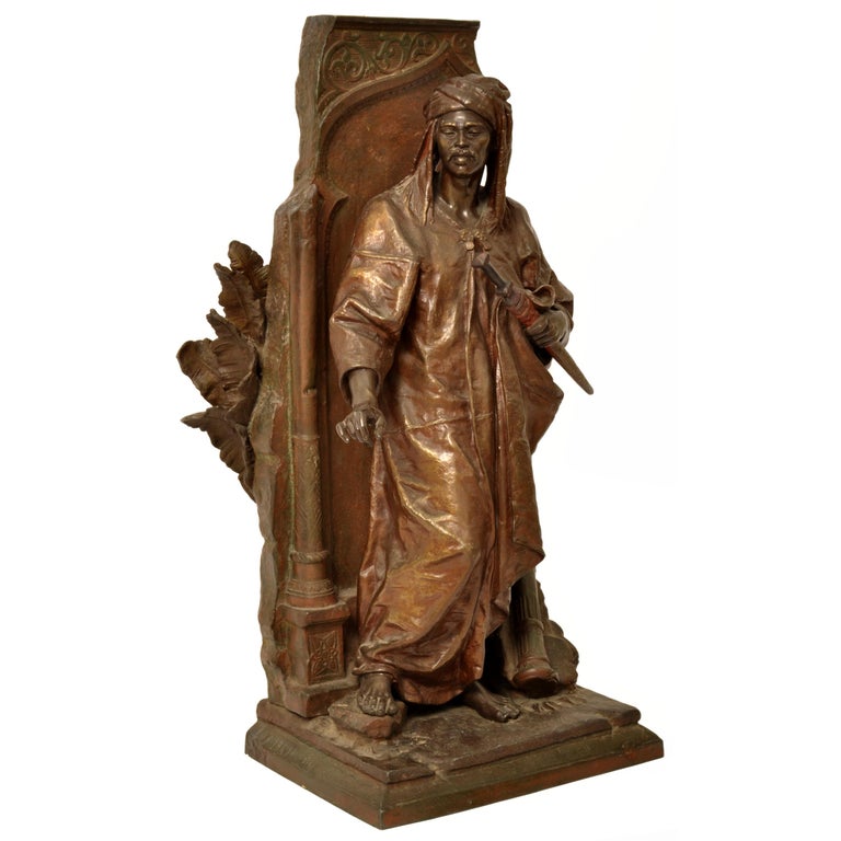 Antique French 19th Century Orientalist Arab Man Bronze Figure Sculptu ...