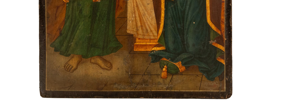 Antique Greek Orthodox Icon "The Annunciation of Mary" Egg Tempera Gil ...