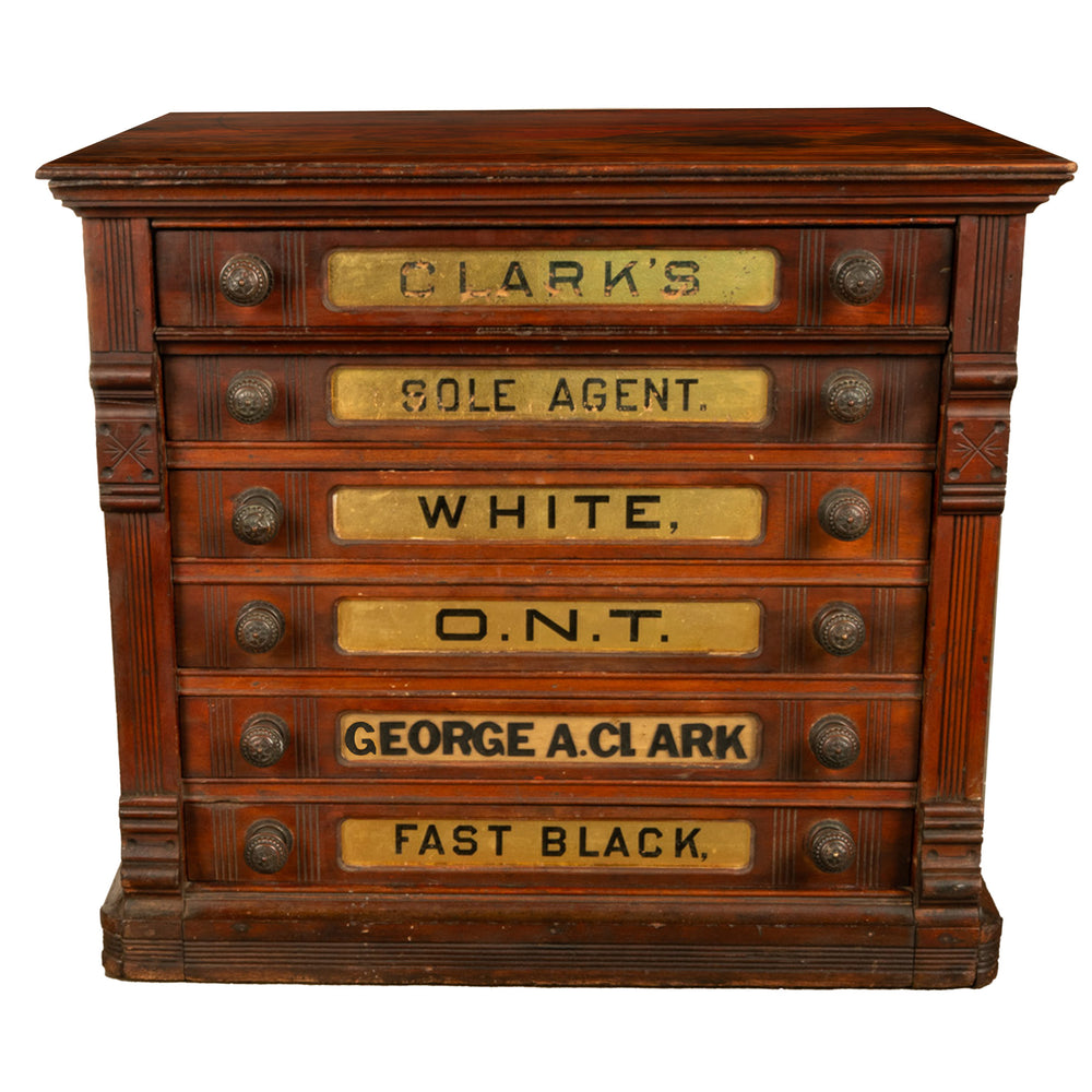 Antique Eastlake Clark's Walnut Mercantile Store Advertising Thread Ca ...