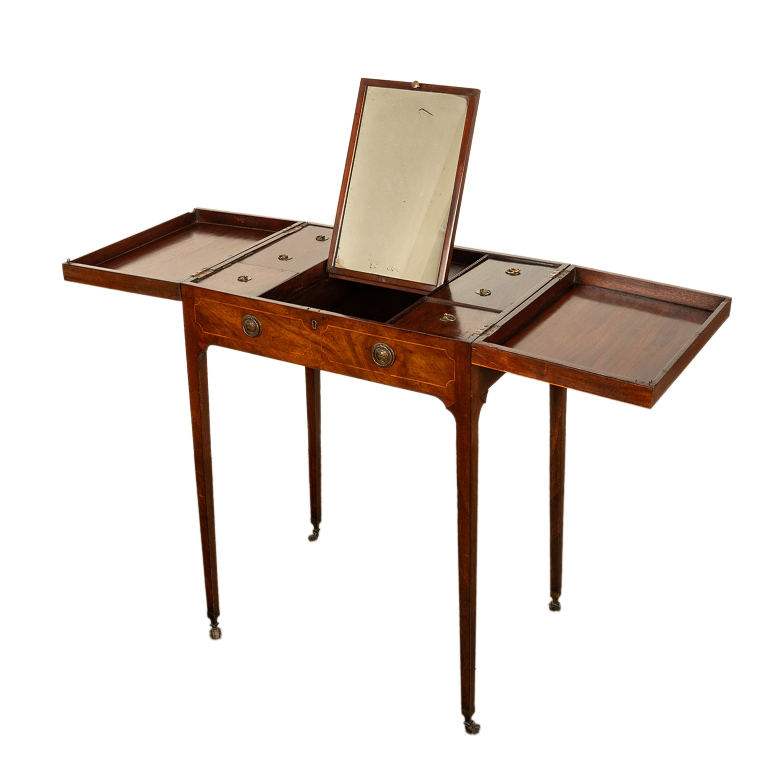 Antique Inlaid Mahogany Georgian Sheraton Folding Vanity Mirror Dressi BLOOMSBURY FINE ART ANTIQUES