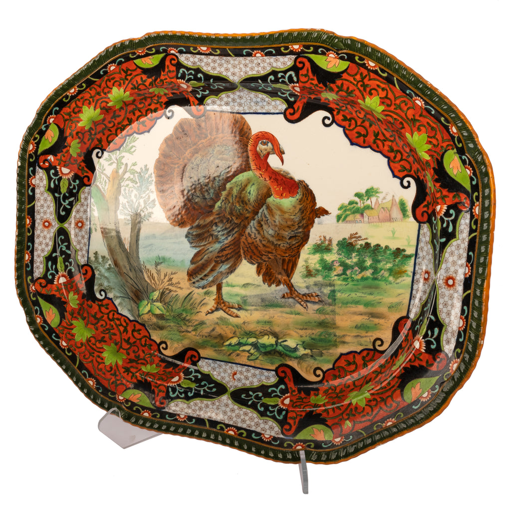 Antique English Copeland Spode Ironstone Thanksgiving Turkey Serving P ...