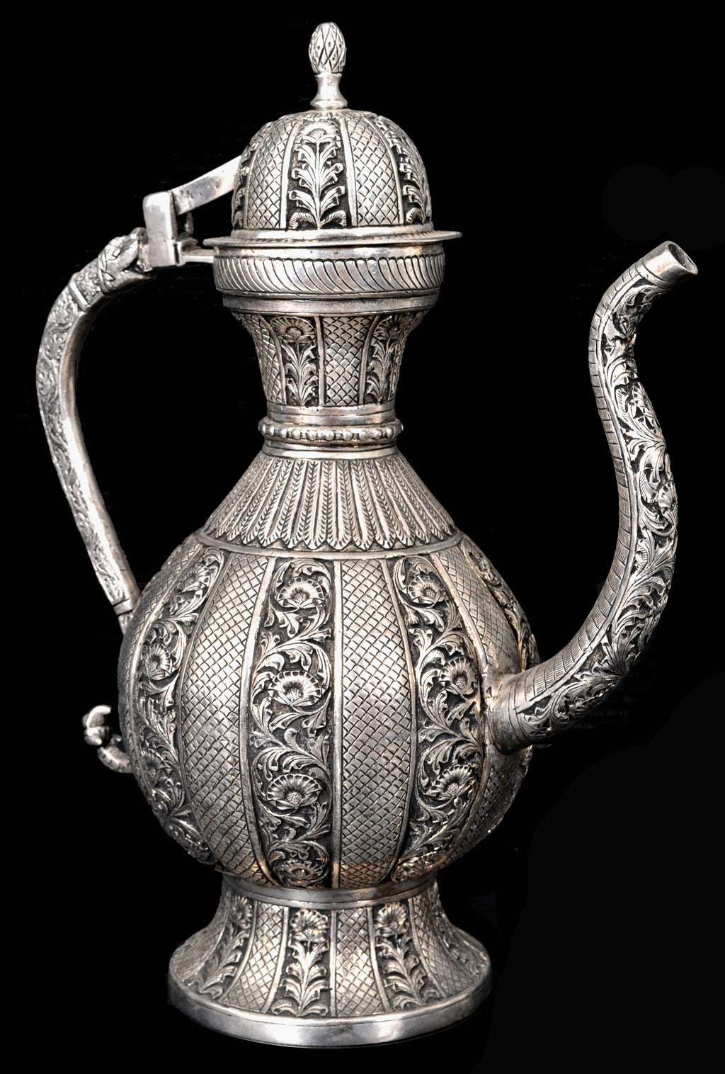 Large Antique Islamic Persian Arabic White Silver Ewer / Pitcher, Qaja ...
