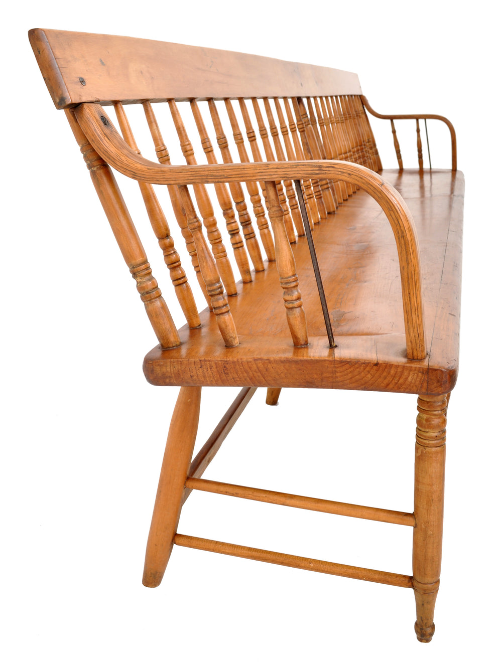 Antique American Windsor Pine & Maple Spindle Back Colonial Deacon's B ...