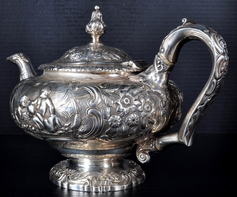 Antique Georgian Sterling Silver Rococo Teapot, Joseph Angell, Snr, Lo ...