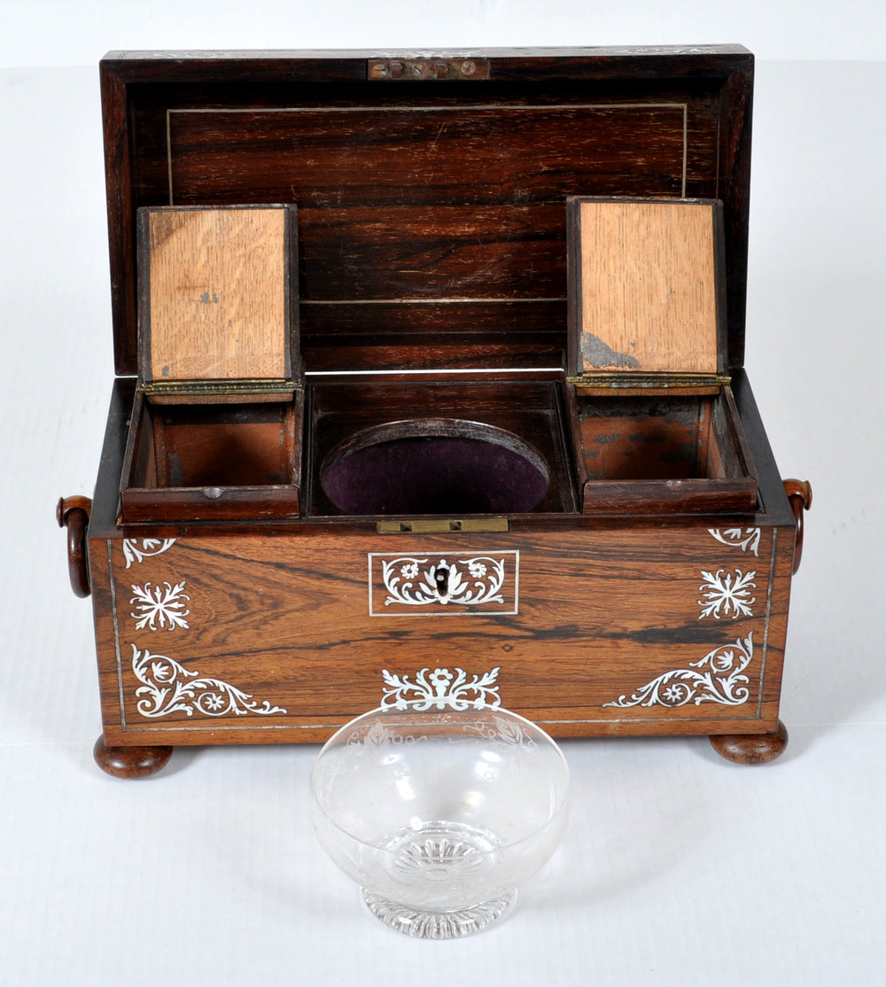Antique English Regency Inlaid Rosewood Tea Caddy, Circa 1810 ...