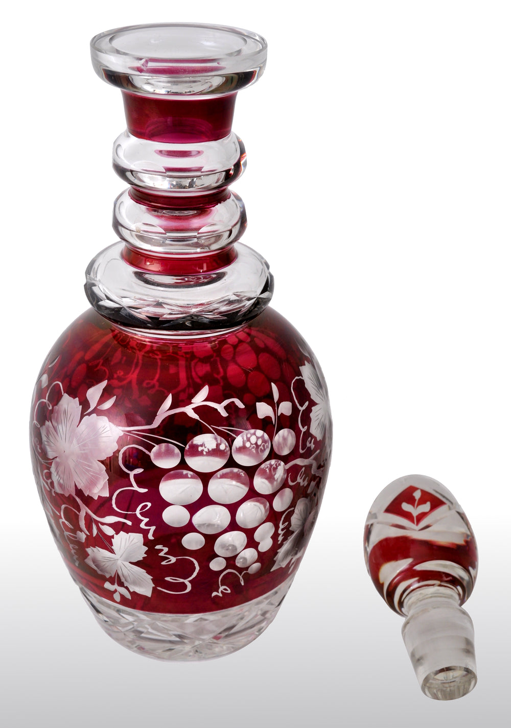 Antique Bohemian Ruby Flash Engraved Wine Decanter, circa 1890 ...