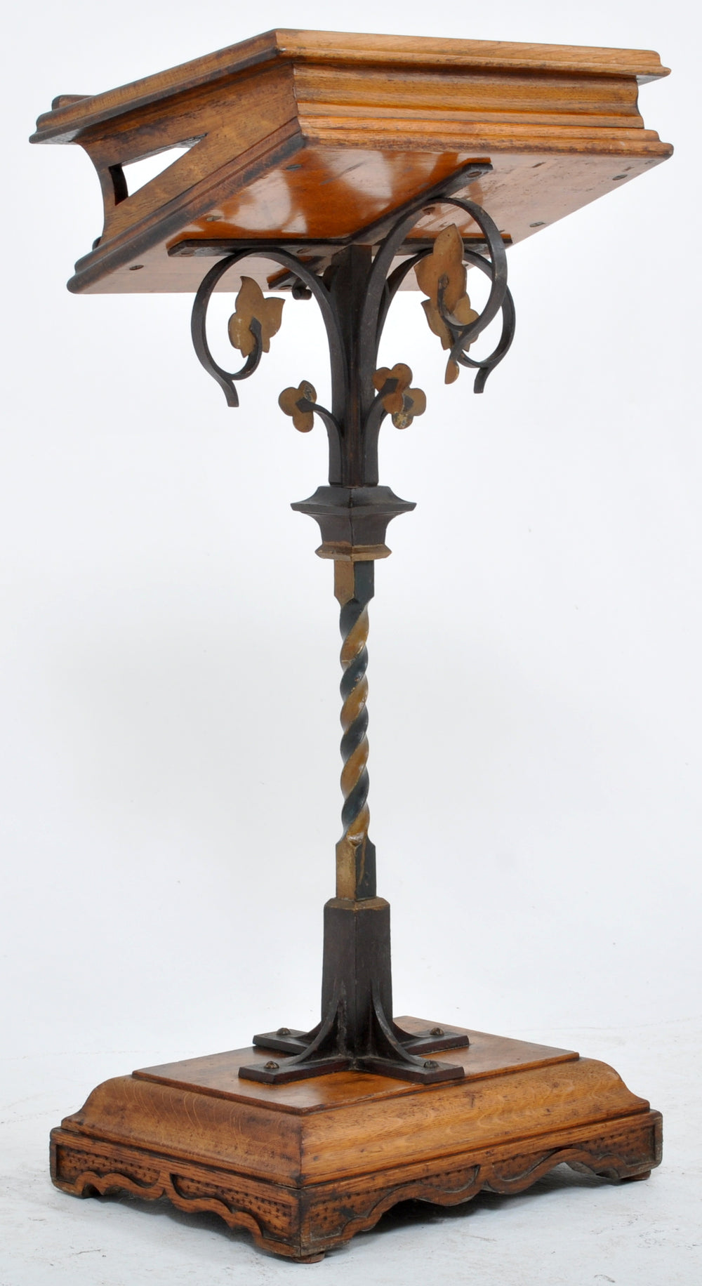 Antique English Oak and Wrought Iron Arts and Crafts Lectern/Bookrest ...