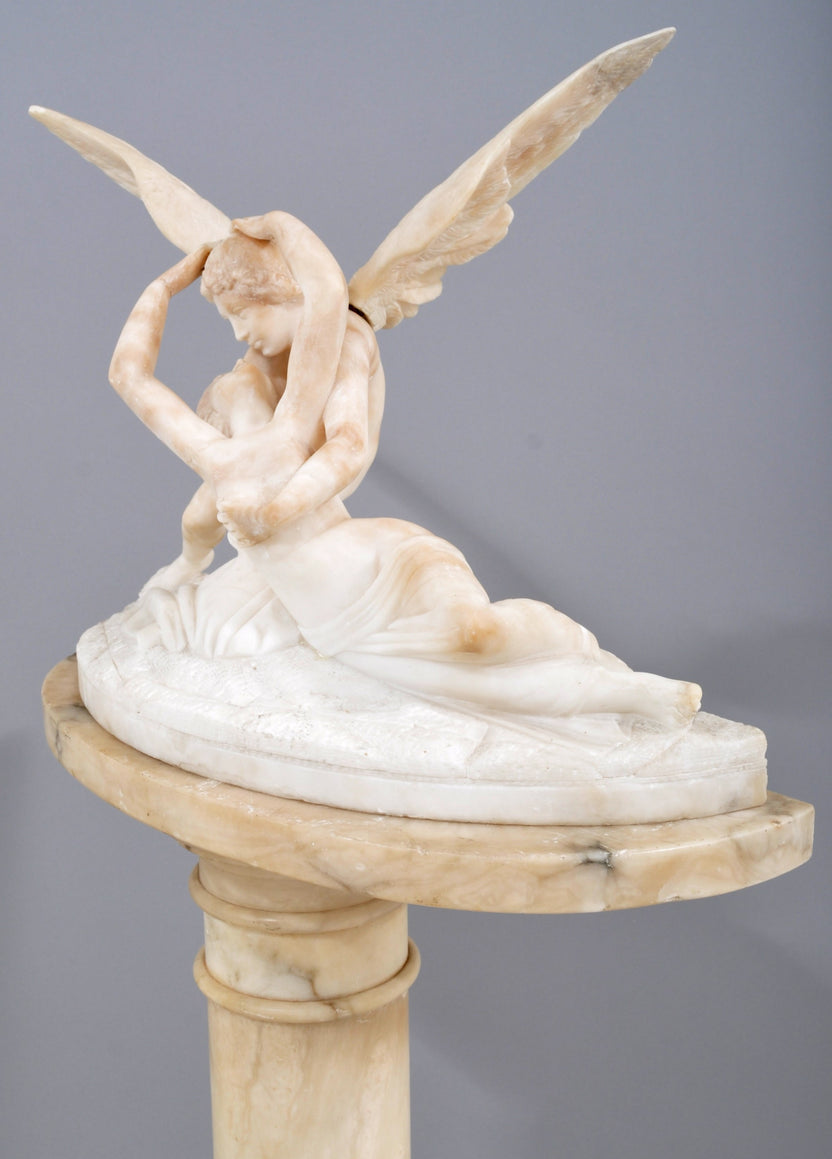 Antique Italian 'Grande Tour' Marble and Alabaster Statue, "Cupid and ...