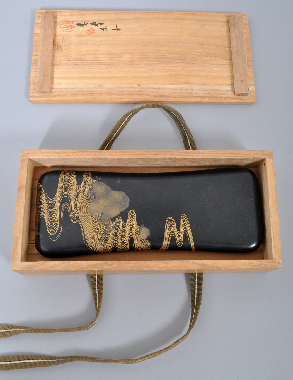 Antique Japanese Lacquer Pen Scribe's Calligraphy Set and Case, Meiji ...