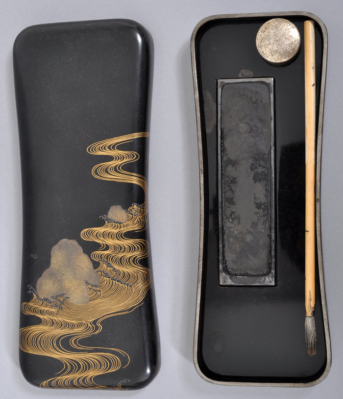 Antique Japanese Lacquer Pen Scribe's Calligraphy Set and Case, Meiji ...