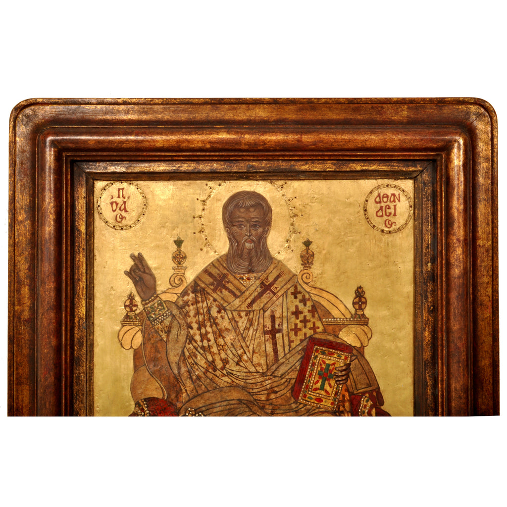 Antique 17th Century Greek Orthodox Icon, "Saint Athanasios"," Gilded ...